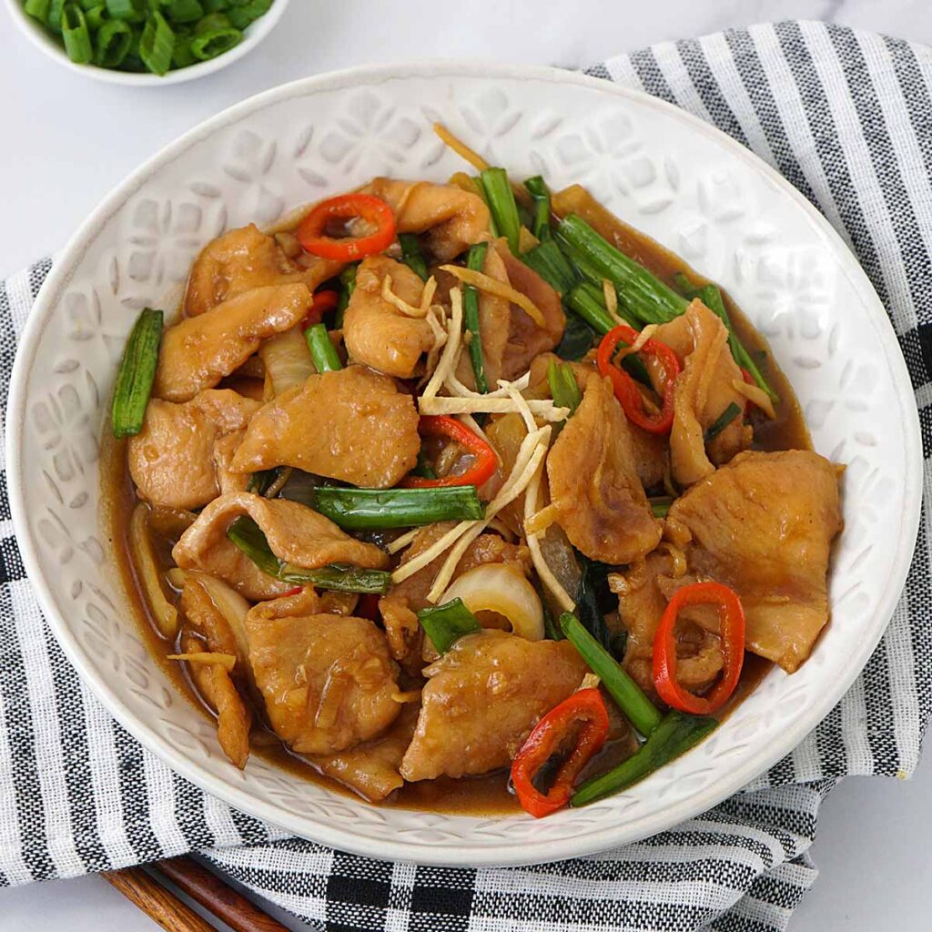 Chicken with Ginger and Spring Onions - Khin's Kitchen
