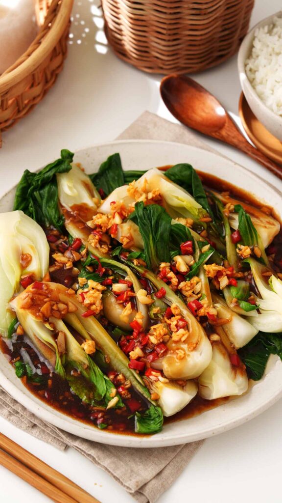 Pak Choi with Garlic Sauce - Khin's Kitchen